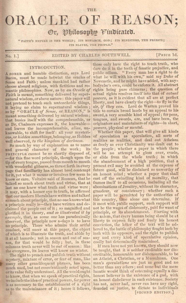 Books From Bob’s Library #6: Charles Southwell and 'The Oracle of ...
